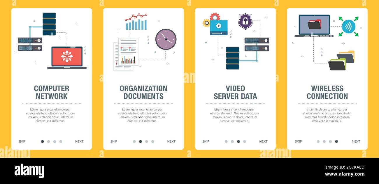 Computer, network, wireless, connection, server and data icons. Concepts of computer network ...