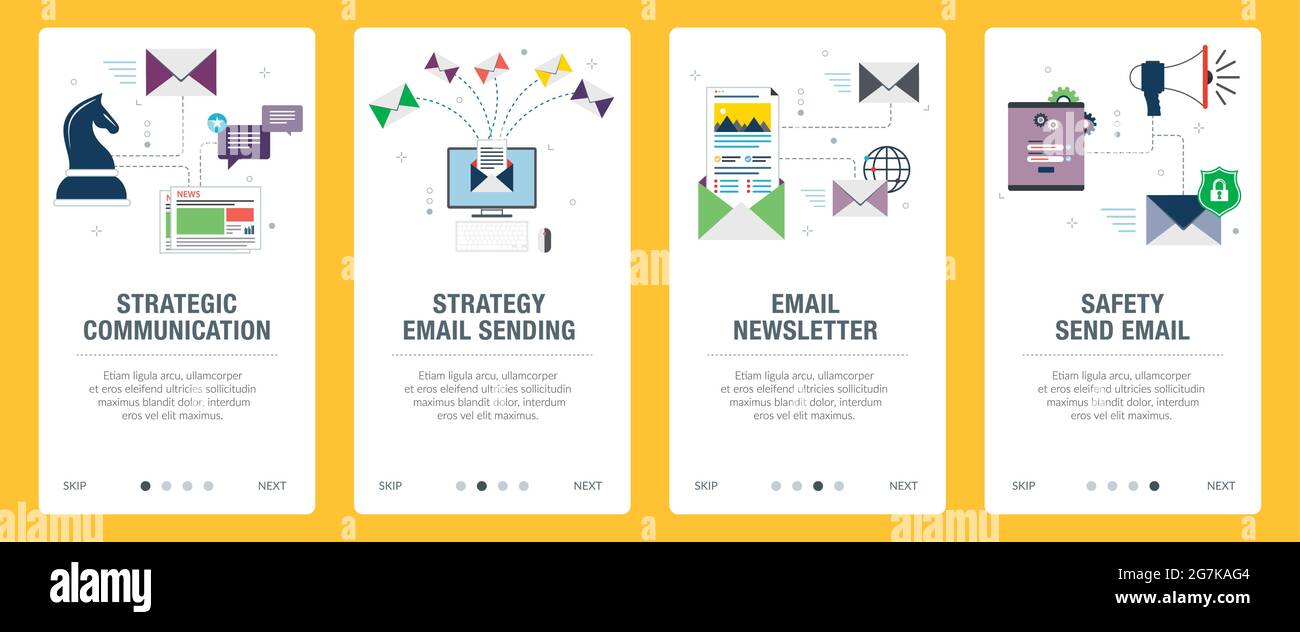 Strategy, communication, safety, marketing and business icons. Concepts ...