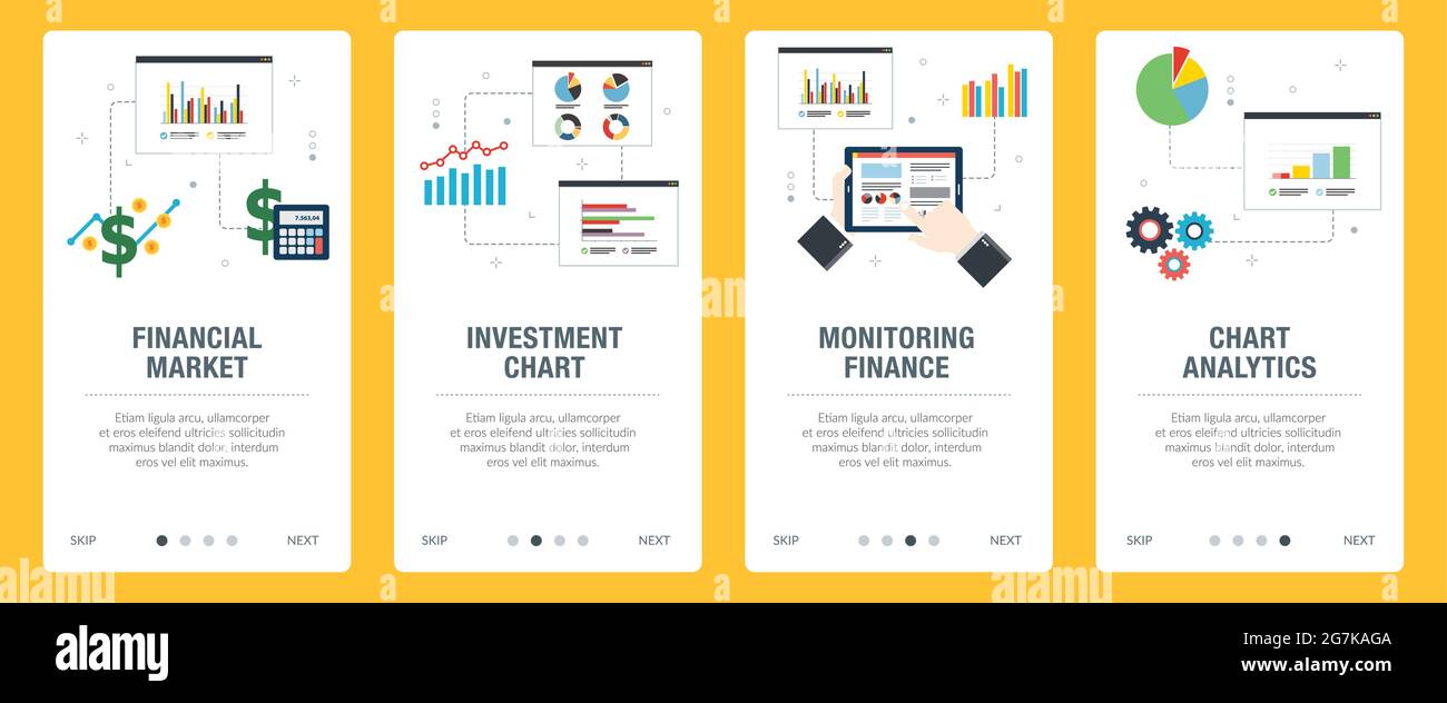 Investment, chart, monitoring, finance, money and growth icons ...