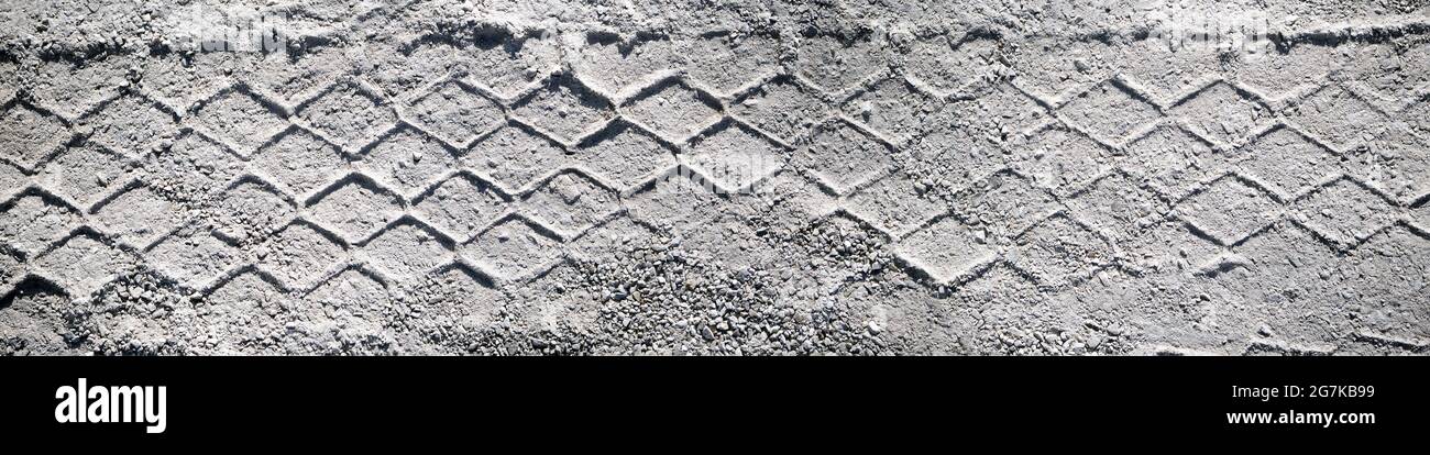 Top view on tire track in the sand. Panorama of tire track, suitable ...