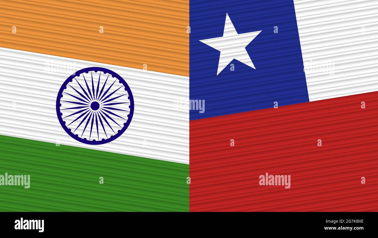 Chile and India Two Half Flags Together Fabric Texture Illustration ...