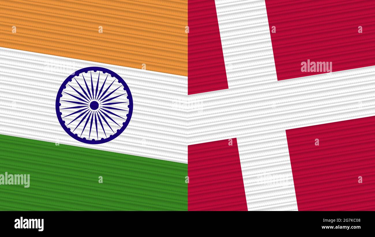Denmark and India Two Half Flags Together Fabric Texture Illustration ...