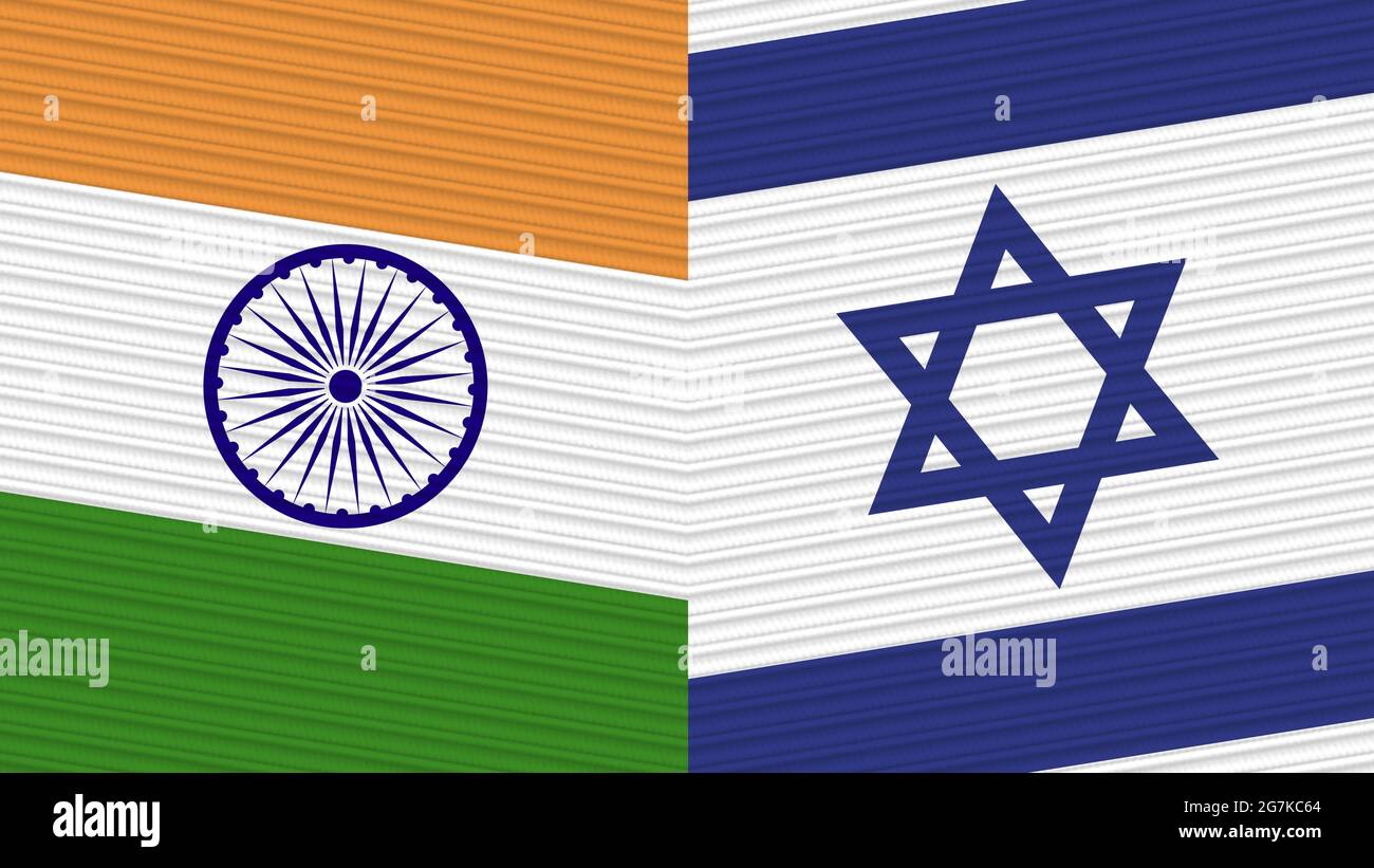 Israel and India Two Half Flags Together Fabric Texture Illustration ...