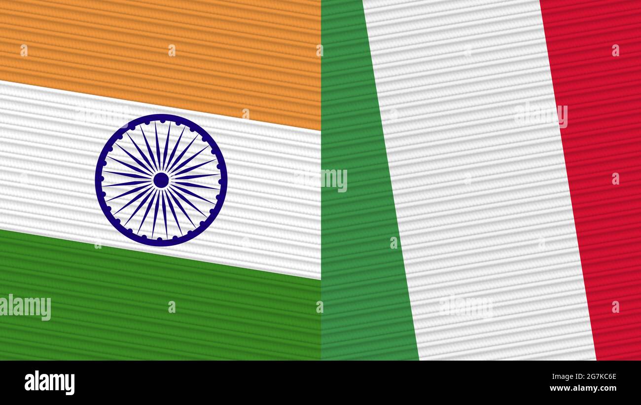 Italy and India Two Half Flags Together Fabric Texture Illustration ...