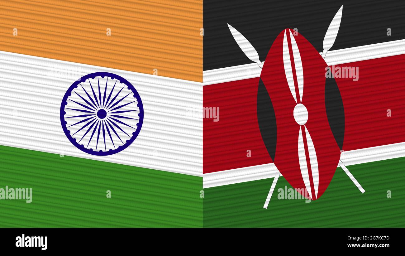 Kenya and India Two Half Flags Together Fabric Texture Illustration ...