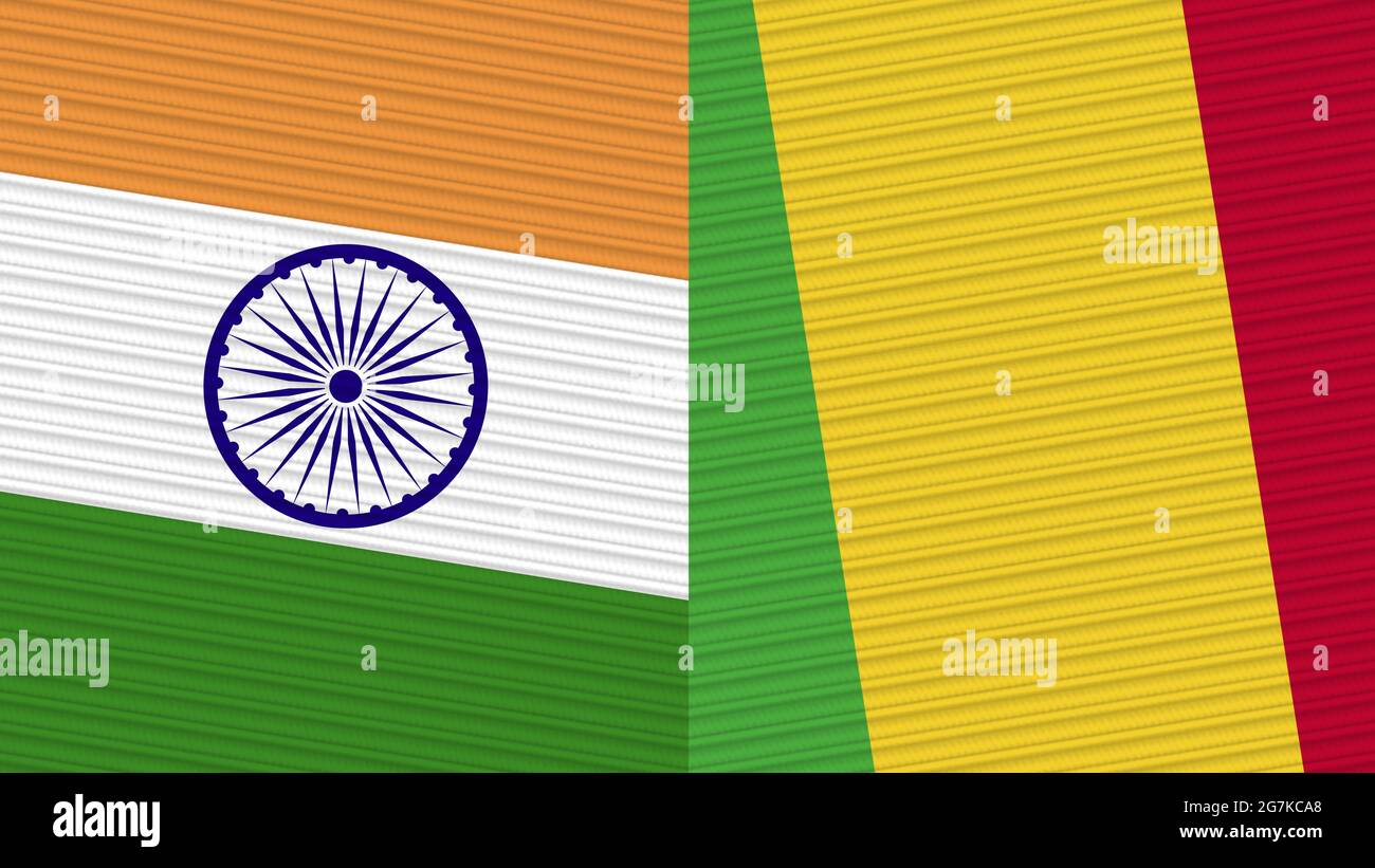 Mali and India Two Half Flags Together Fabric Texture Illustration ...