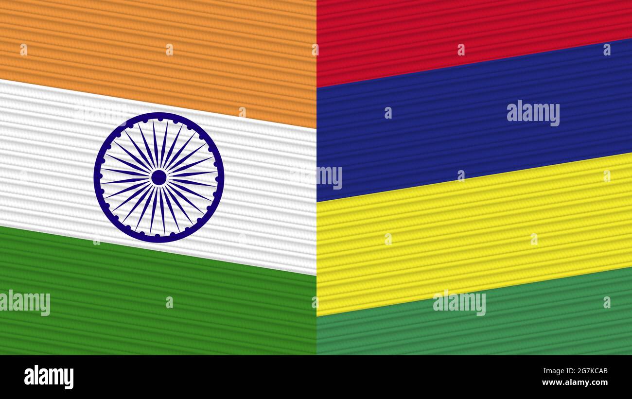 Mauritius and India Two Half Flags Together Fabric Texture Illustration ...