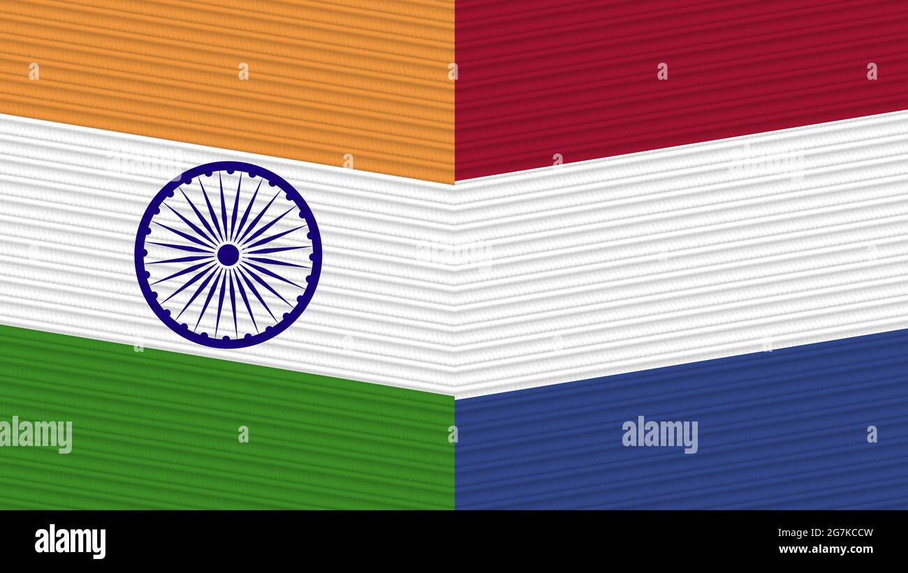 Netherlands and India Two Half Flags Together Fabric Texture ...