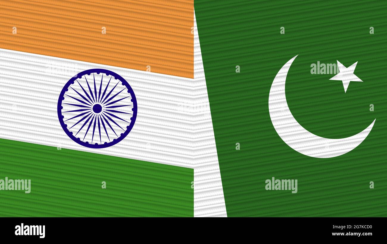 Pakistan and India Two Half Flags Together Fabric Texture Illustration ...