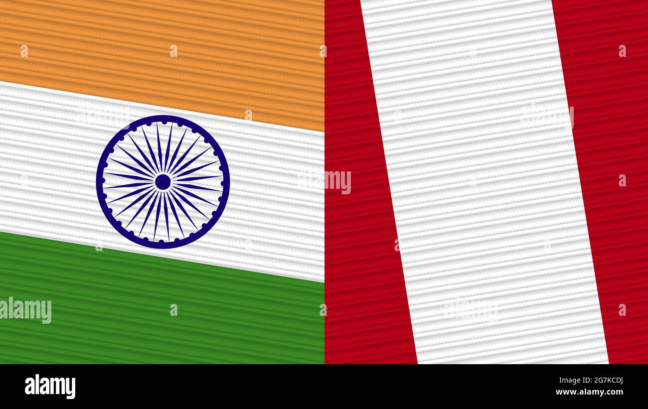 Peru and India Two Half Flags Together Fabric Texture Illustration ...