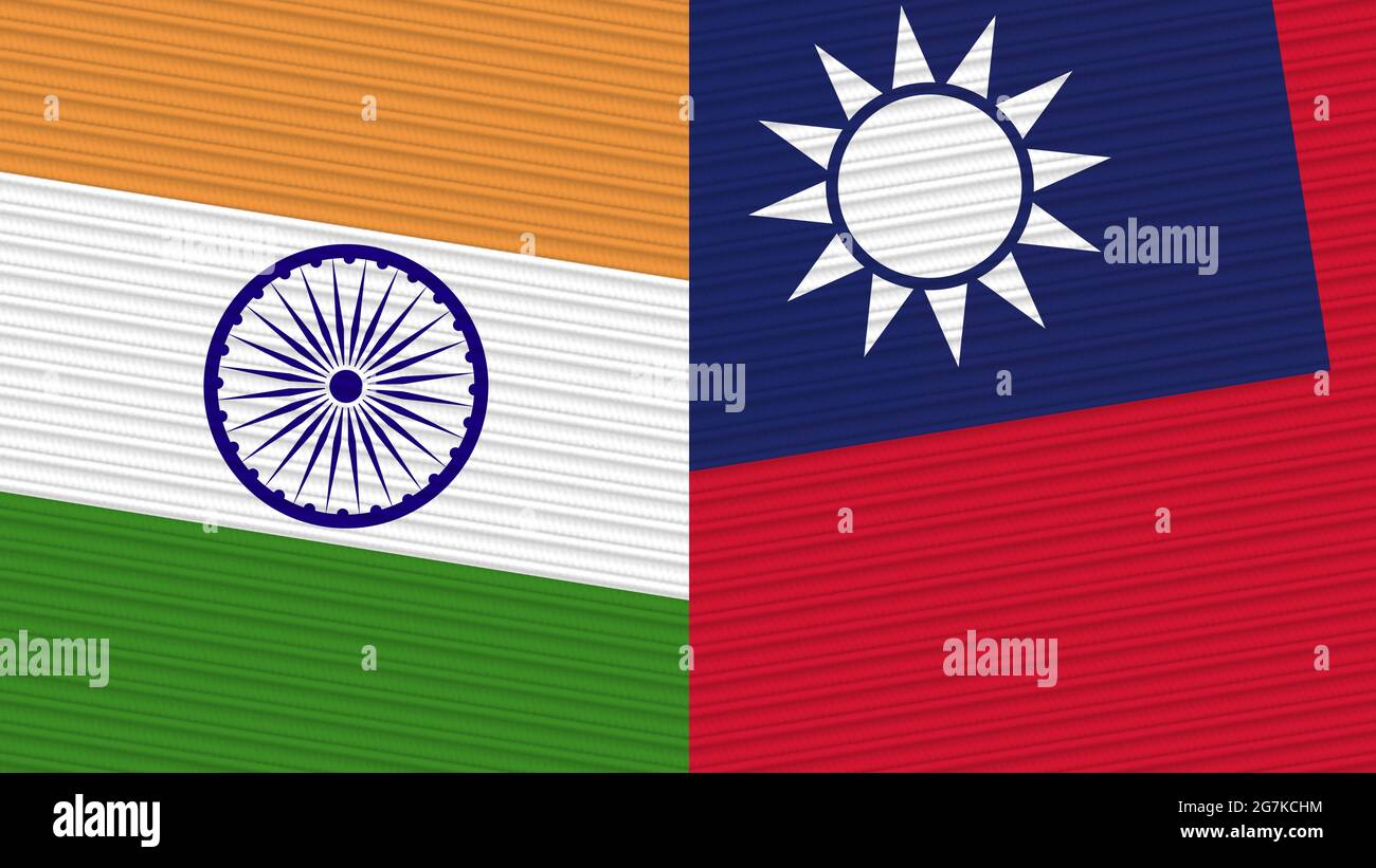 Taiwan and India Two Half Flags Together Fabric Texture Illustration ...