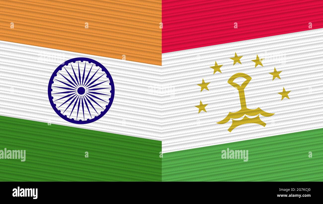 Tajikistan and India Two Half Flags Together Fabric Texture ...
