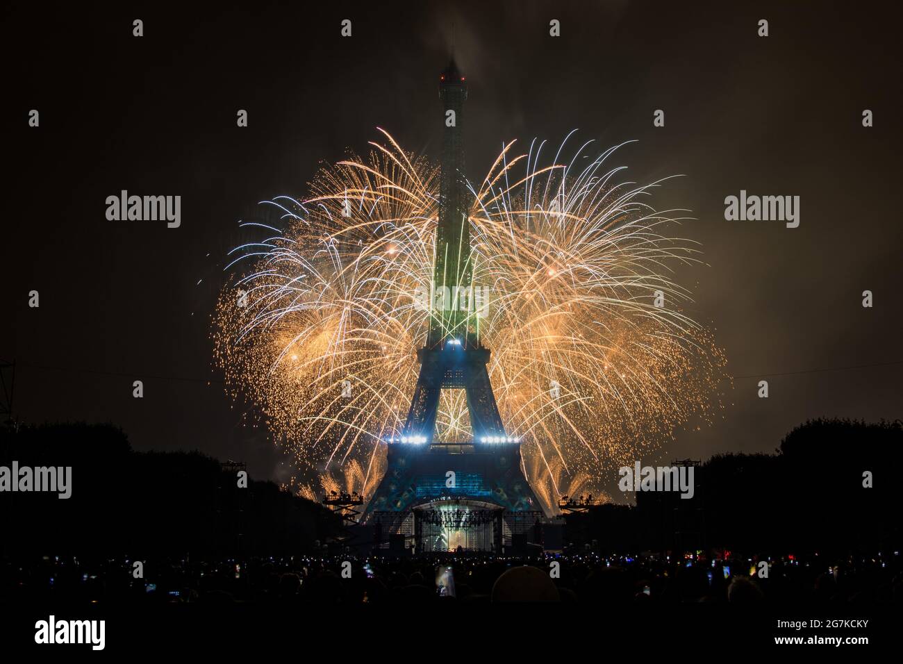 Bastille Day fireworks at the Eiffel Tower on July 14th 2021 ...
