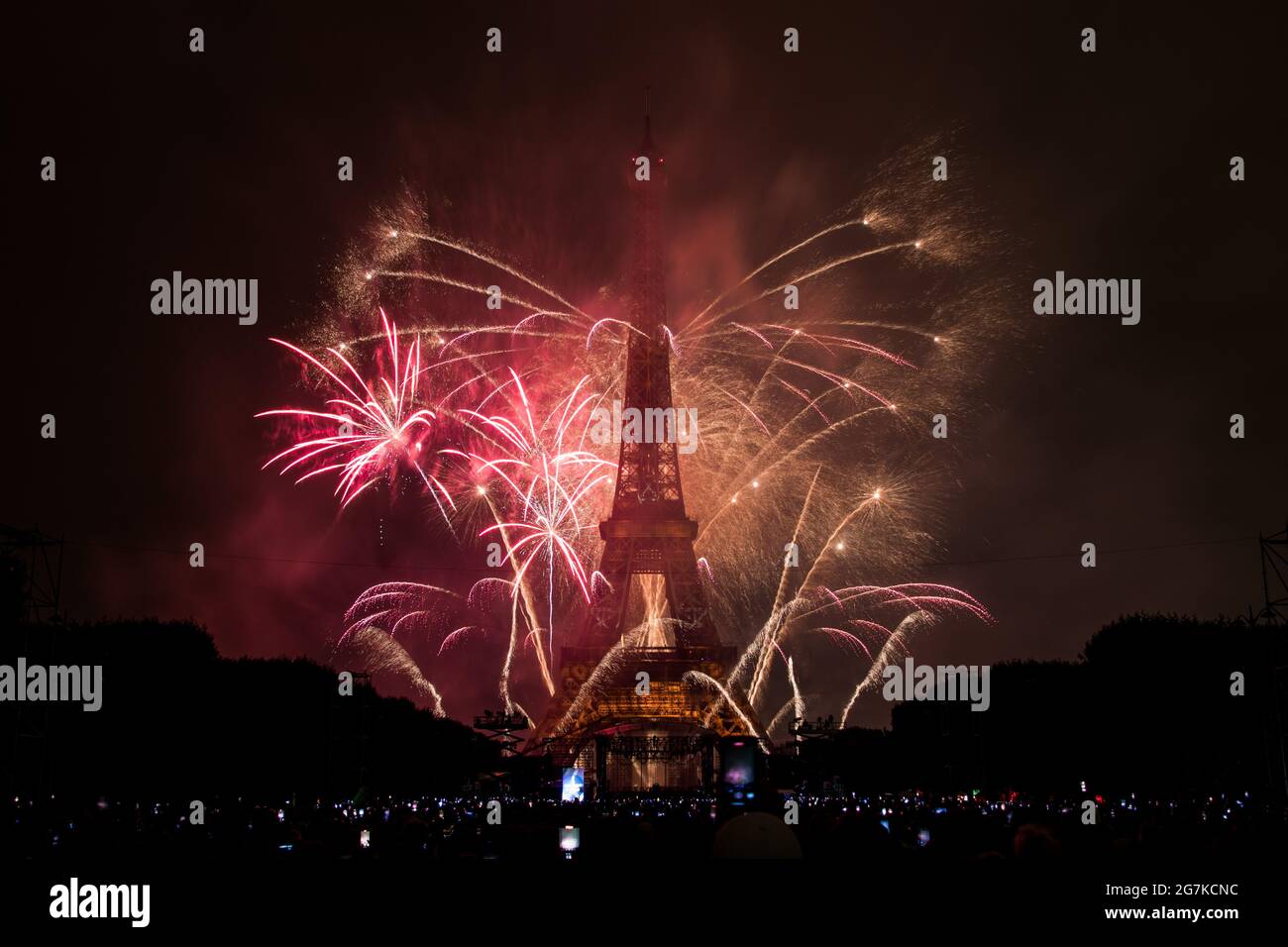 Bastille Day fireworks at the Eiffel Tower on July 14th 2021 ...