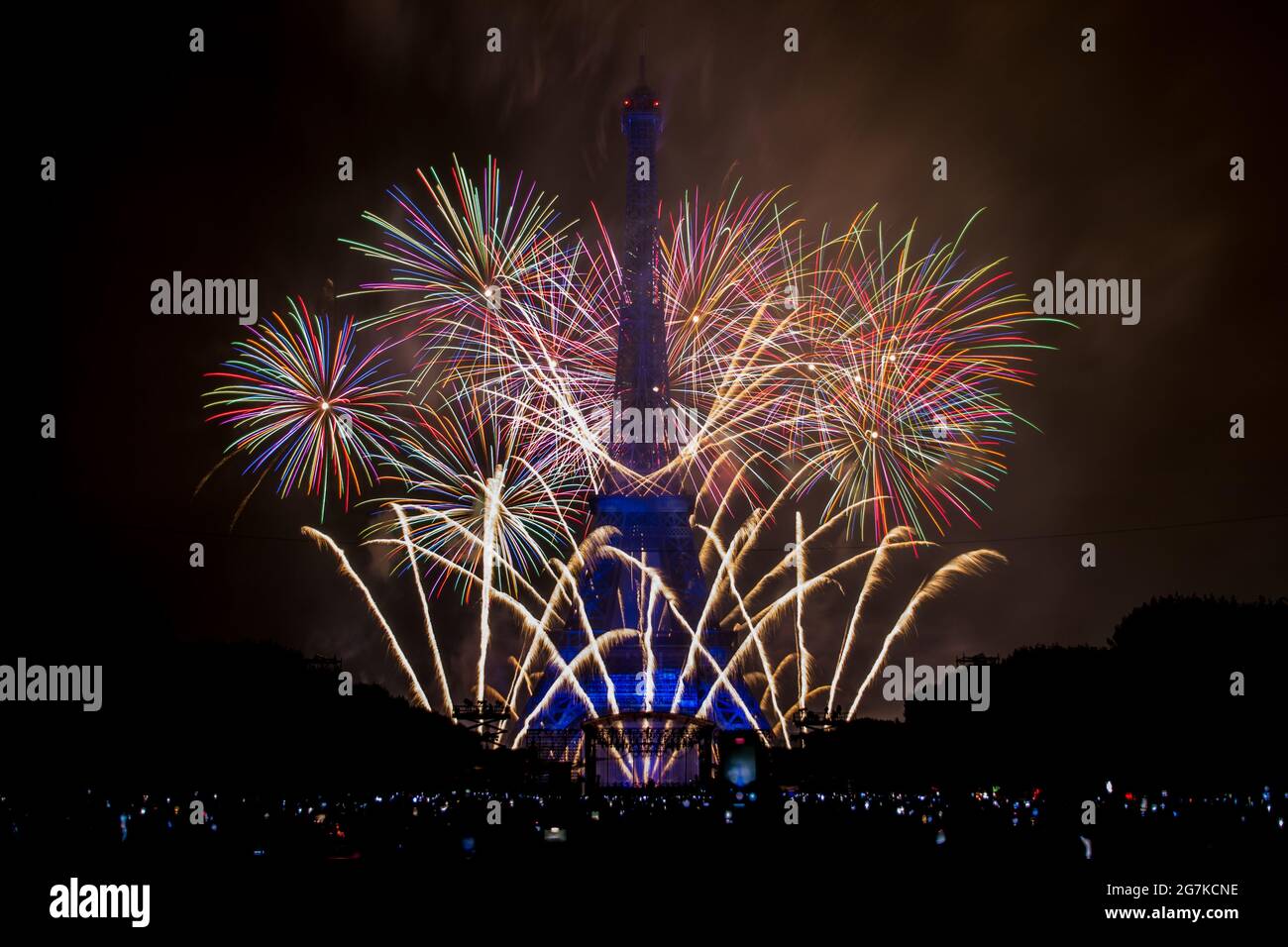 Bastille Day fireworks at the Eiffel Tower on July 14th 2021 ...