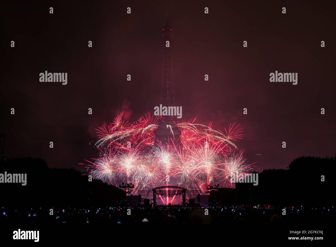 Bastille Day fireworks at the Eiffel Tower on July 14th 2021 ...