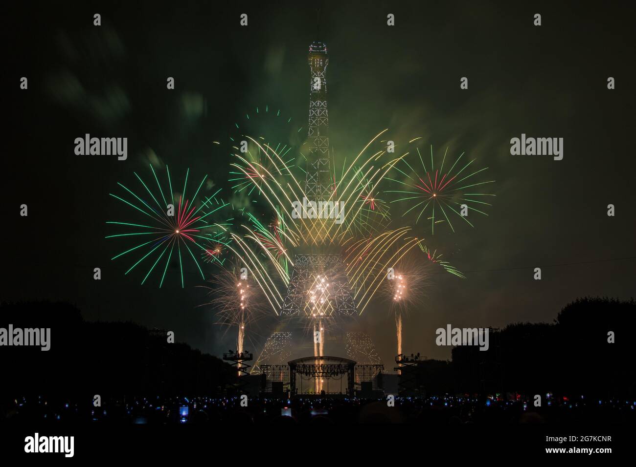 Bastille Day fireworks at the Eiffel Tower on July 14th 2021 ...