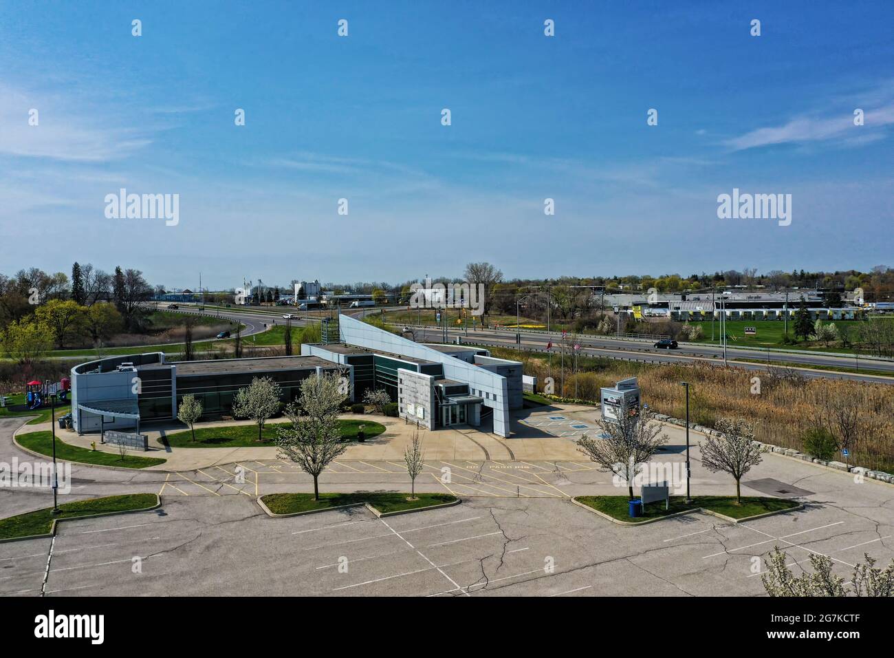 An aerial of the Visitors Centre in Brantford, Ontario, Canada Stock ...