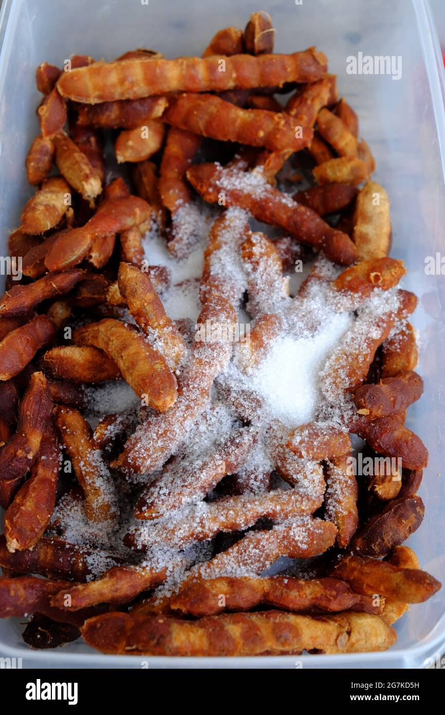 Raw material for homemade food, tamarind paste cook with sugar and ...