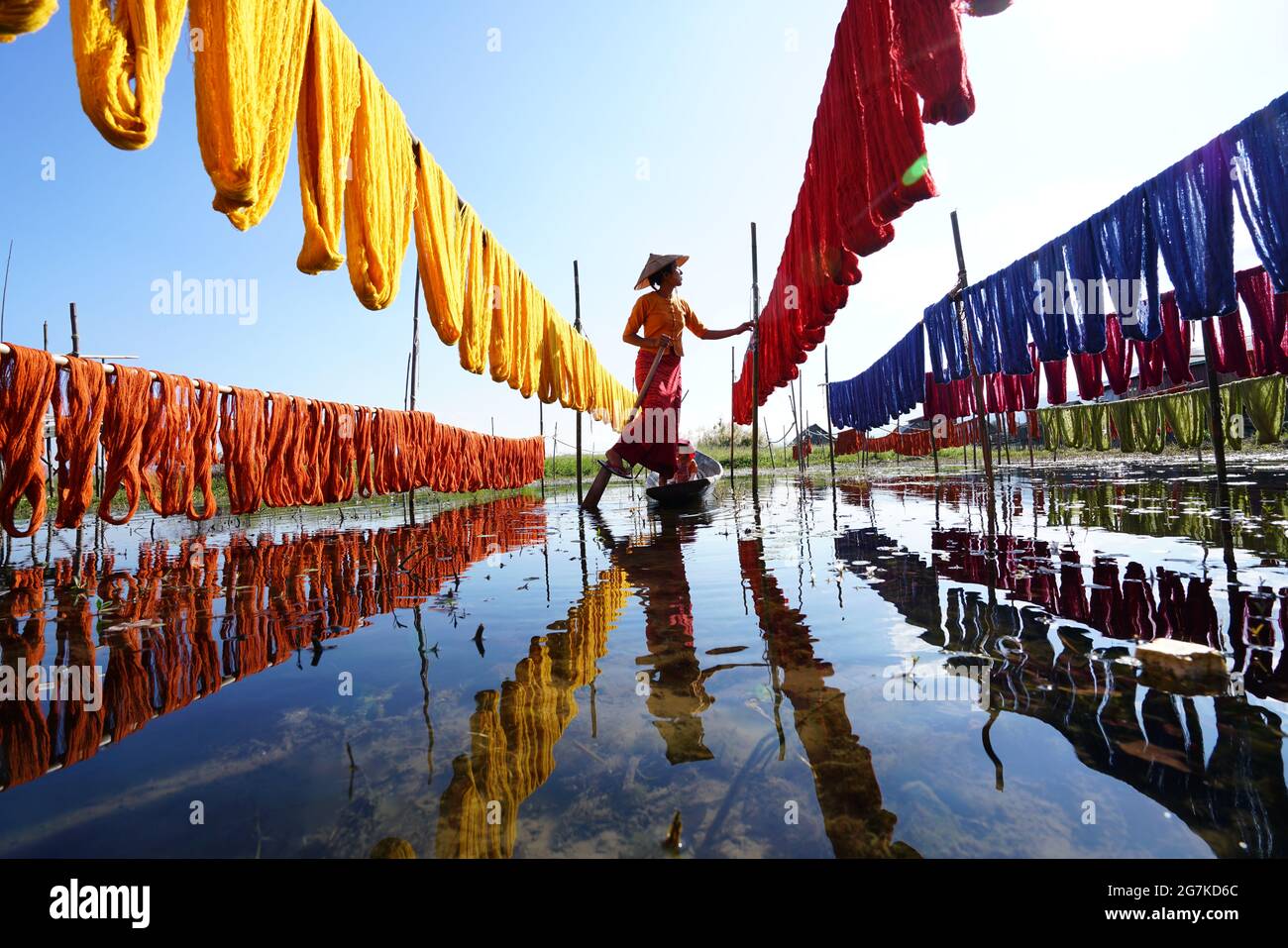 Colorful clothes in Inle lake Myanmar Stock Photo - Alamy