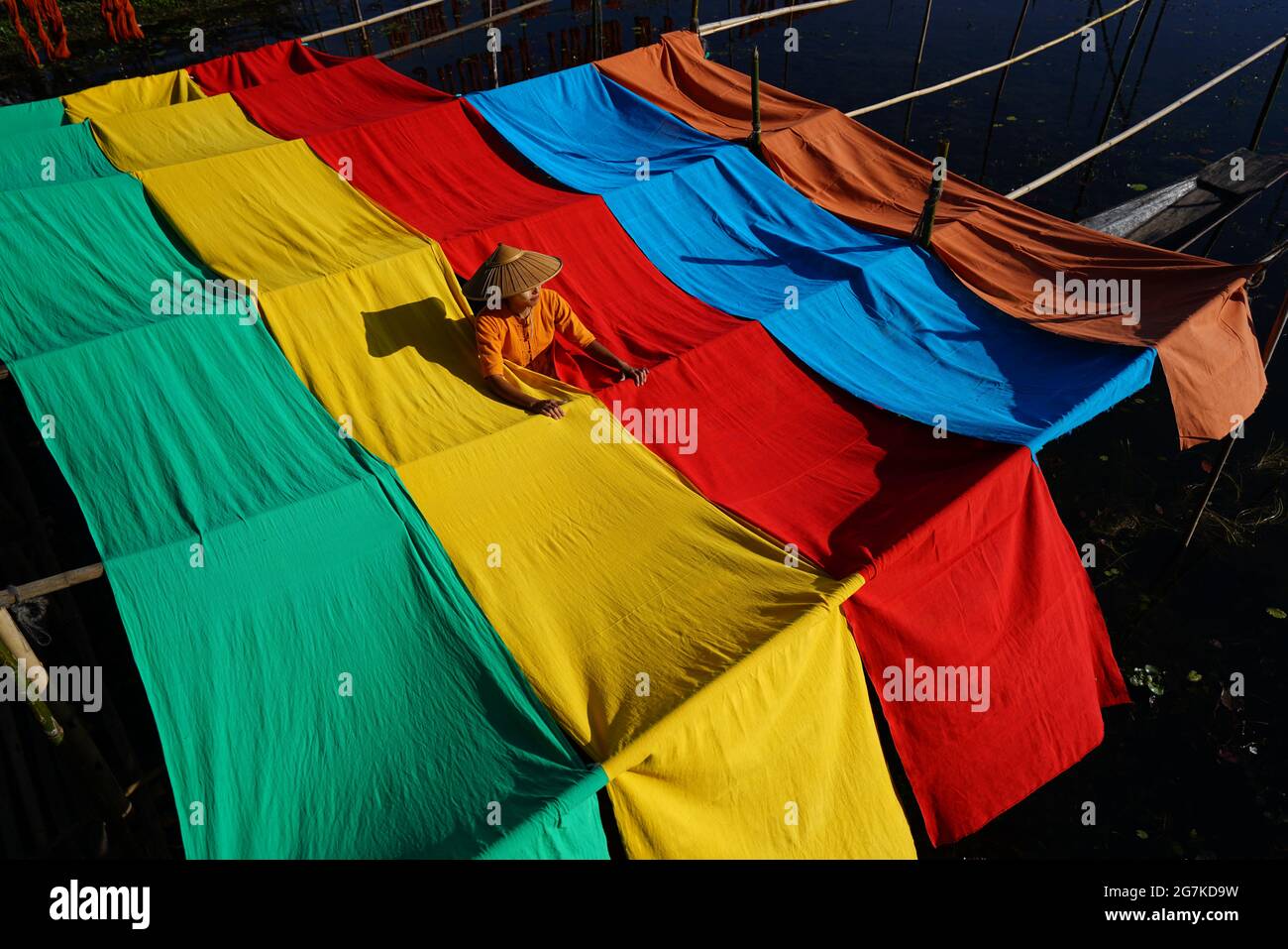 Colorful clothes in Inle lake Myanmar Stock Photo - Alamy