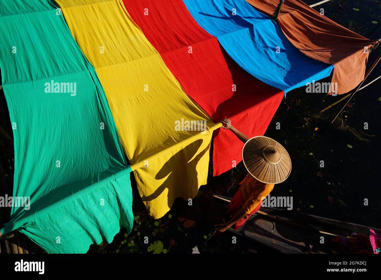 Colorful clothes in Inle lake Myanmar Stock Photo - Alamy