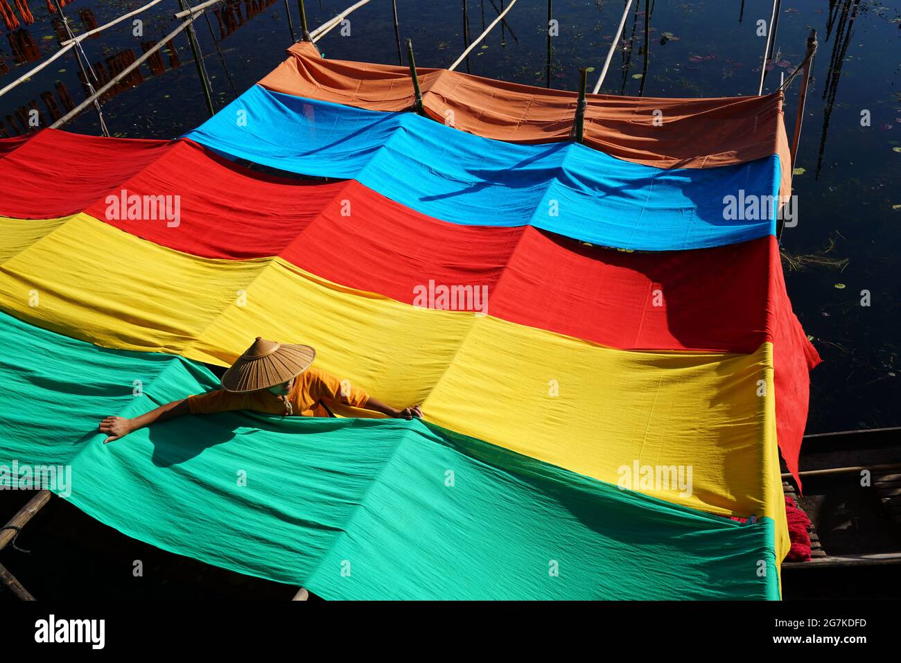 Colorful clothes in Inle lake Myanmar Stock Photo - Alamy