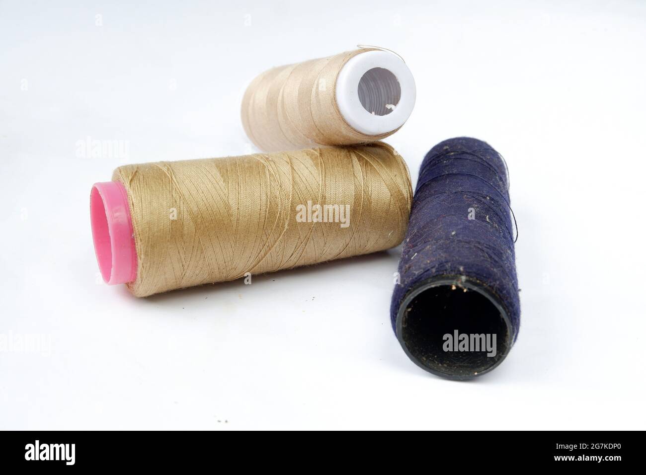 Closeup shot of thread rolls isolated on a white background Stock Photo ...