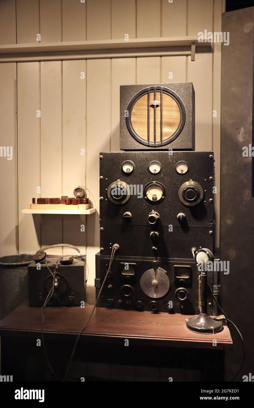 Communication radio Instruments on display Mt Washington museum Stock ...