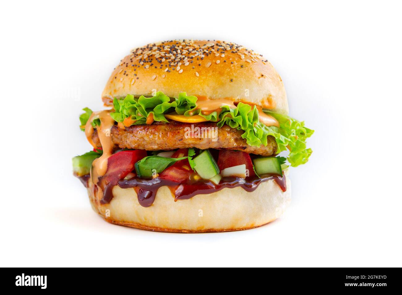 Fresh burger chicken on Cut Out Stock Images & Pictures - Alamy