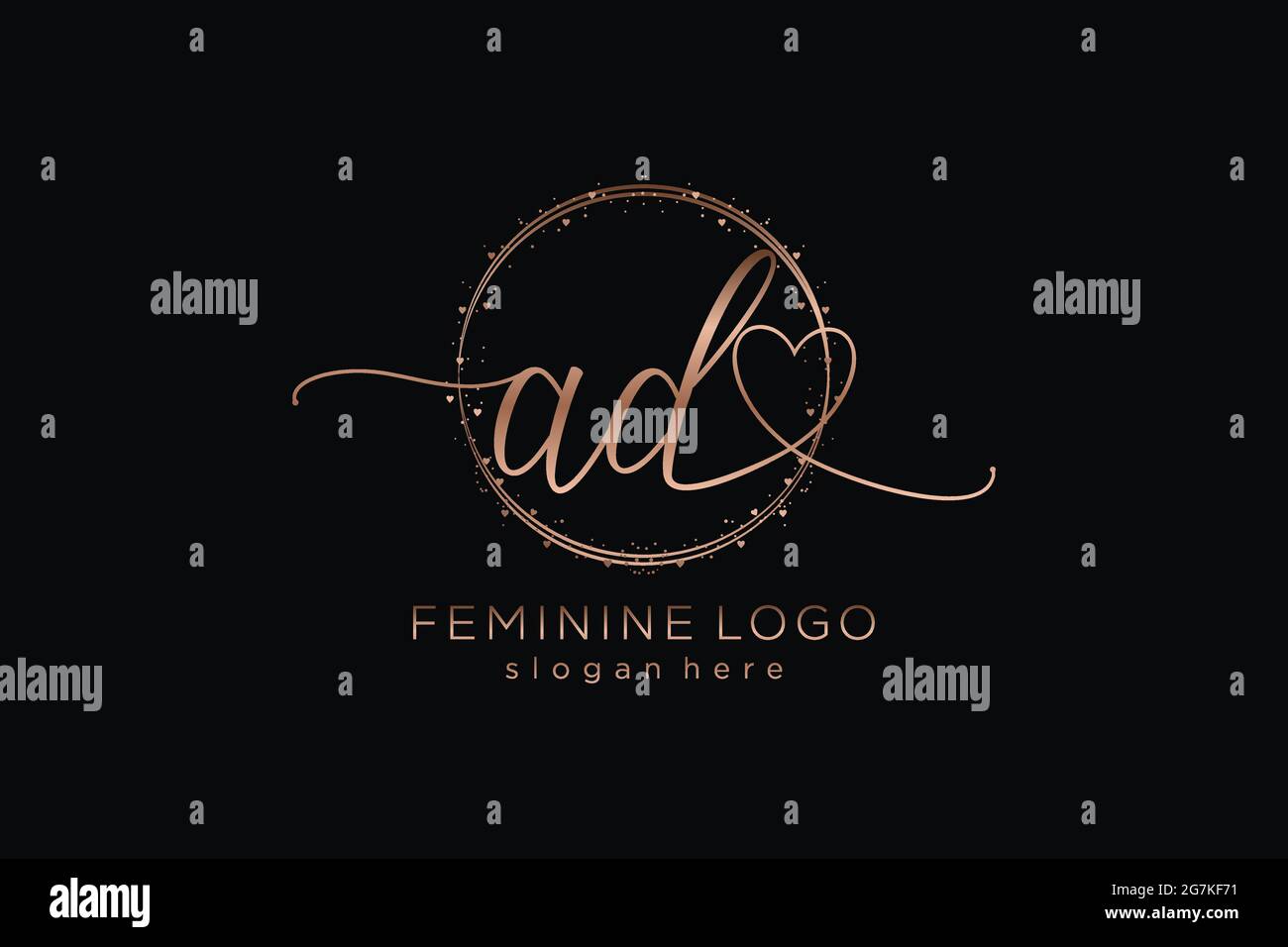 AD handwriting logo with circle template vector logo of initial wedding ...
