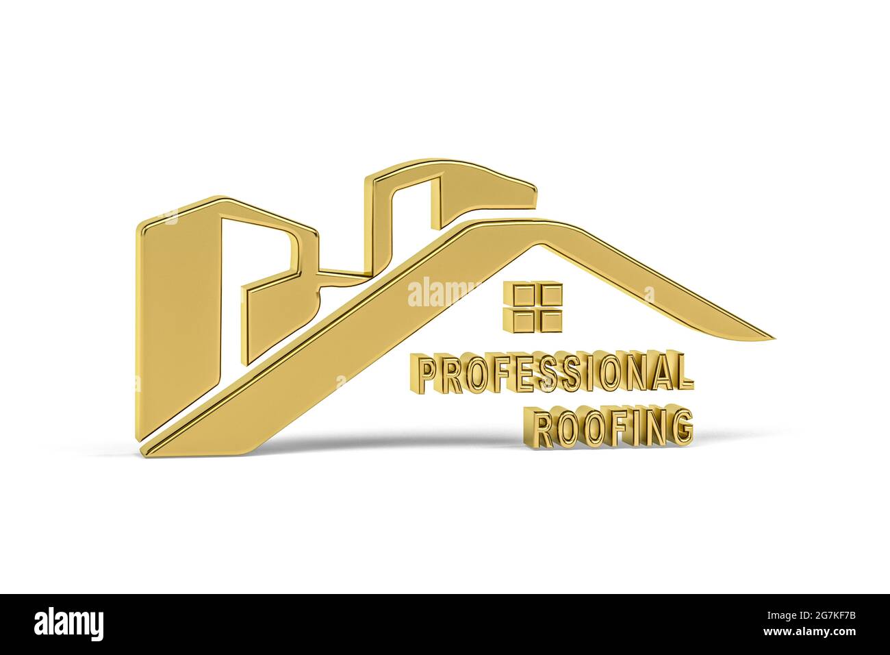 Golden 3d roofing icon isolated on white background - 3d render Stock ...