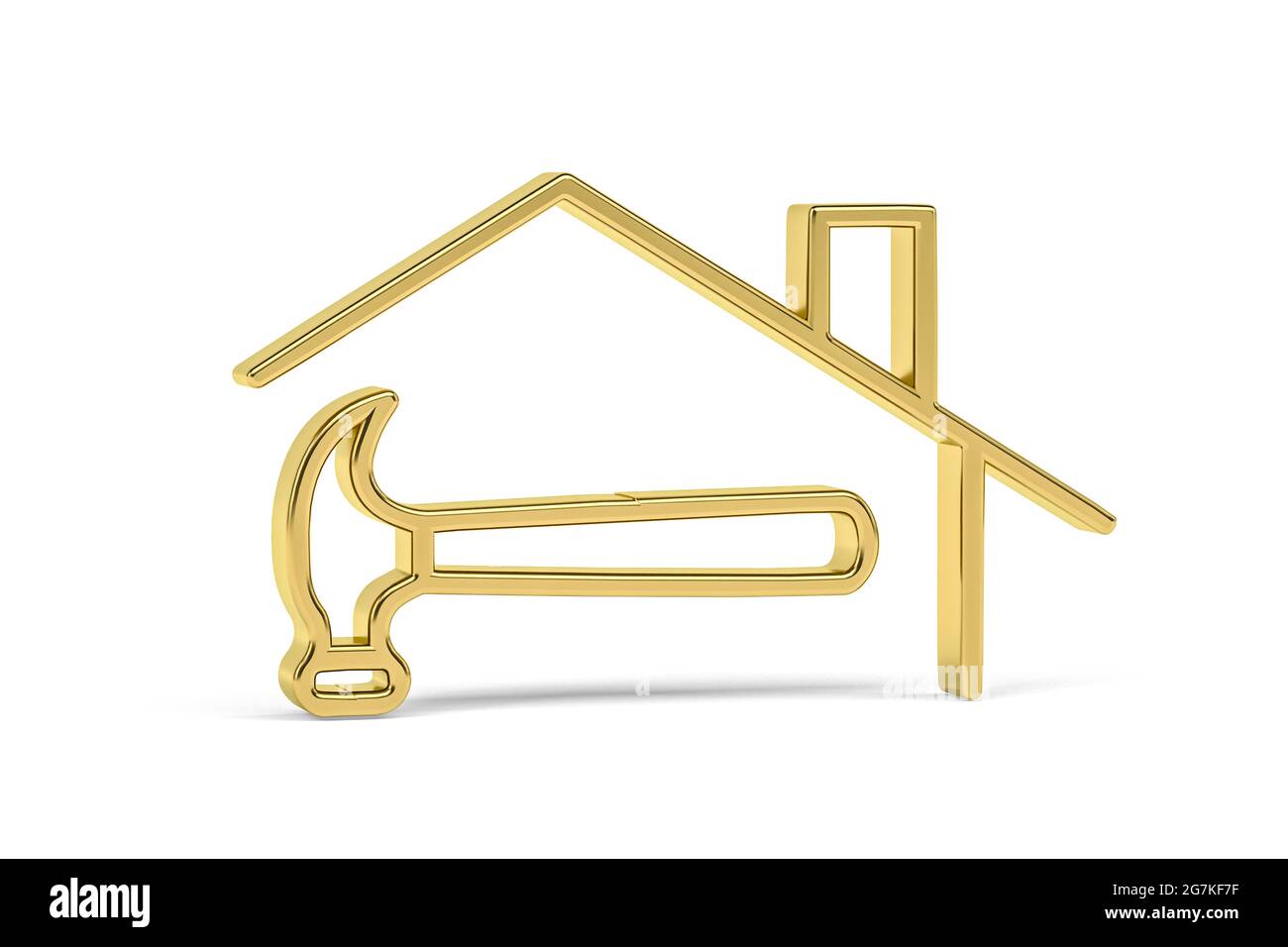 Golden 3d roofing icon isolated on white background - 3d render Stock ...