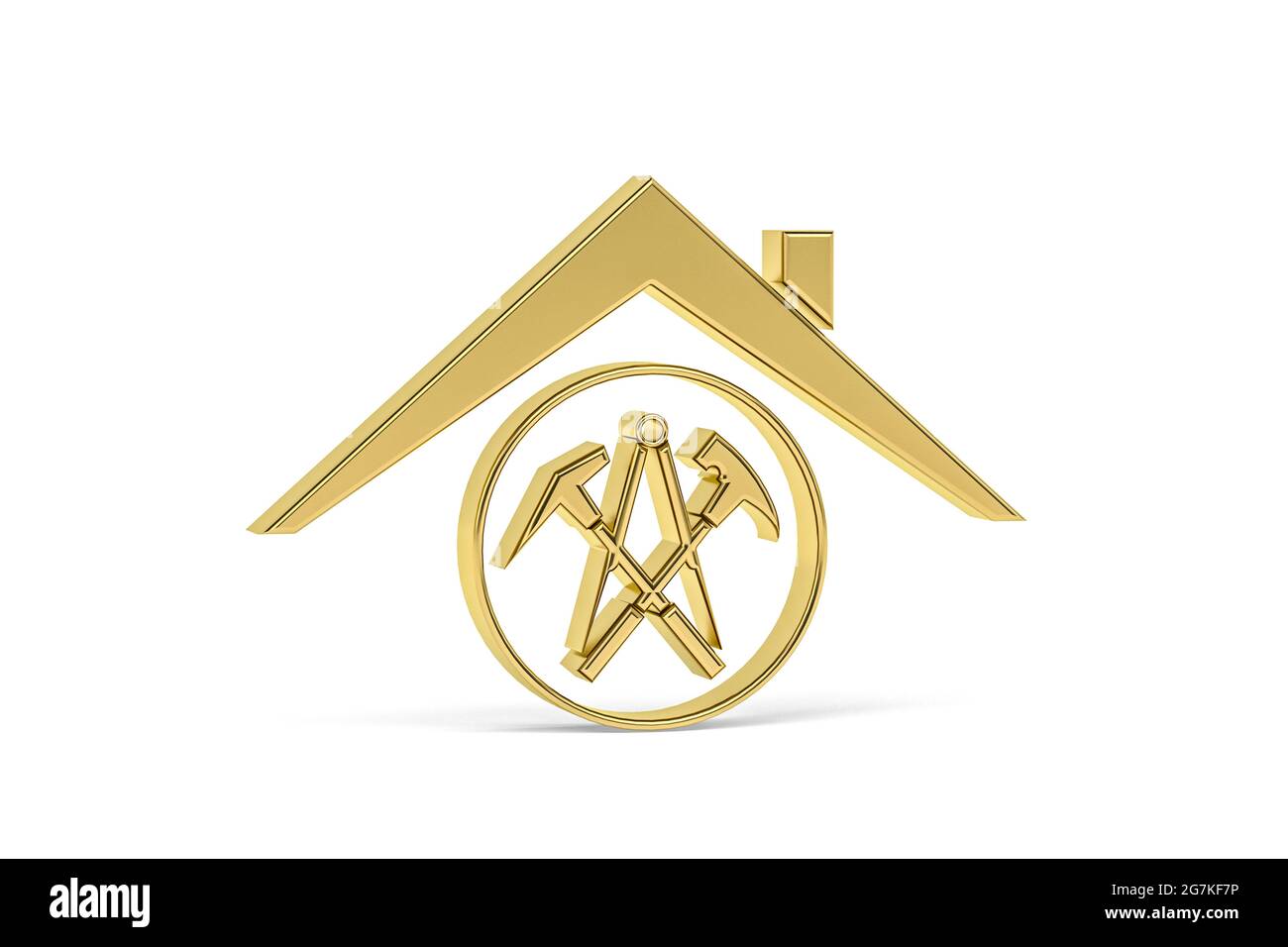 Golden 3d roofing icon isolated on white background - 3d render Stock ...