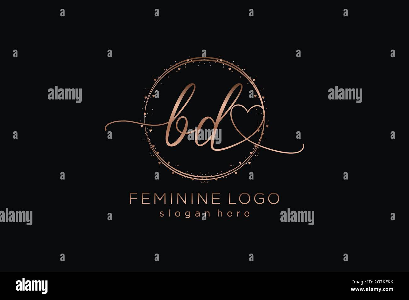 BD handwriting logo with circle template vector logo of initial wedding ...