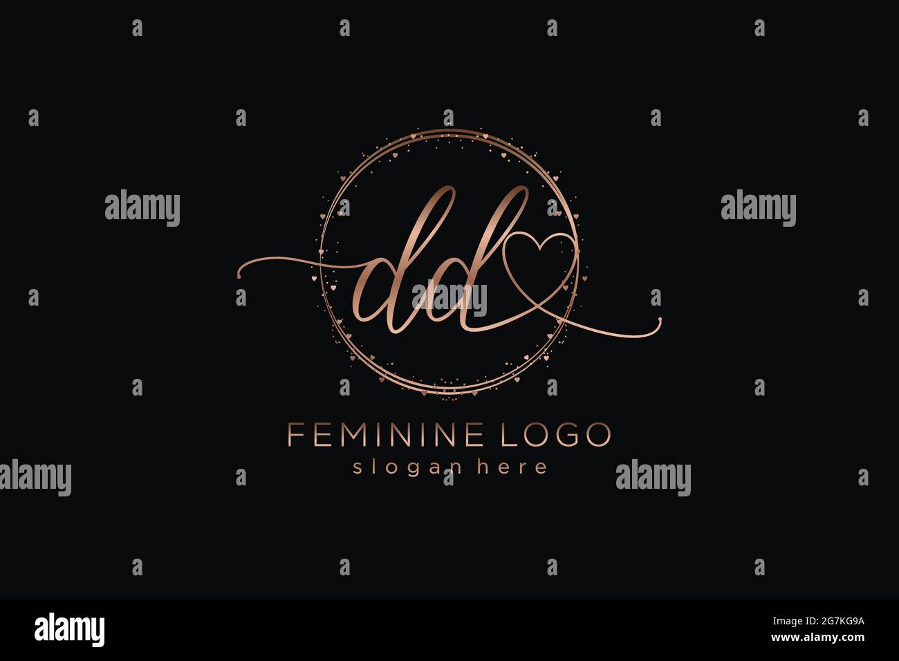 DD handwriting logo with circle template vector logo of initial wedding ...