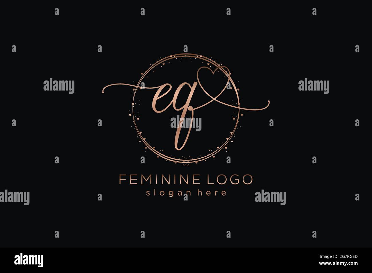 EQ handwriting logo with circle template vector logo of initial wedding ...