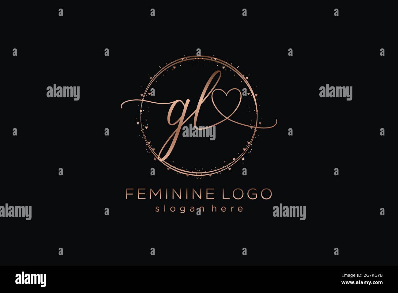 GL handwriting logo with circle template vector logo of initial wedding ...