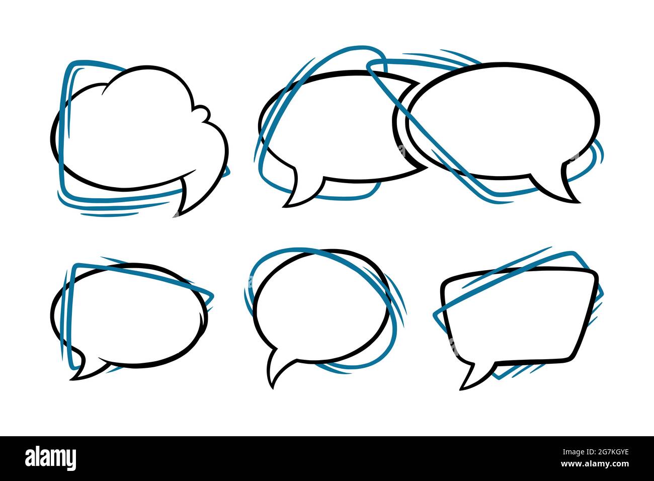 Speech bubbles in oval, rectangular and cloud shapes. Outline speech ...