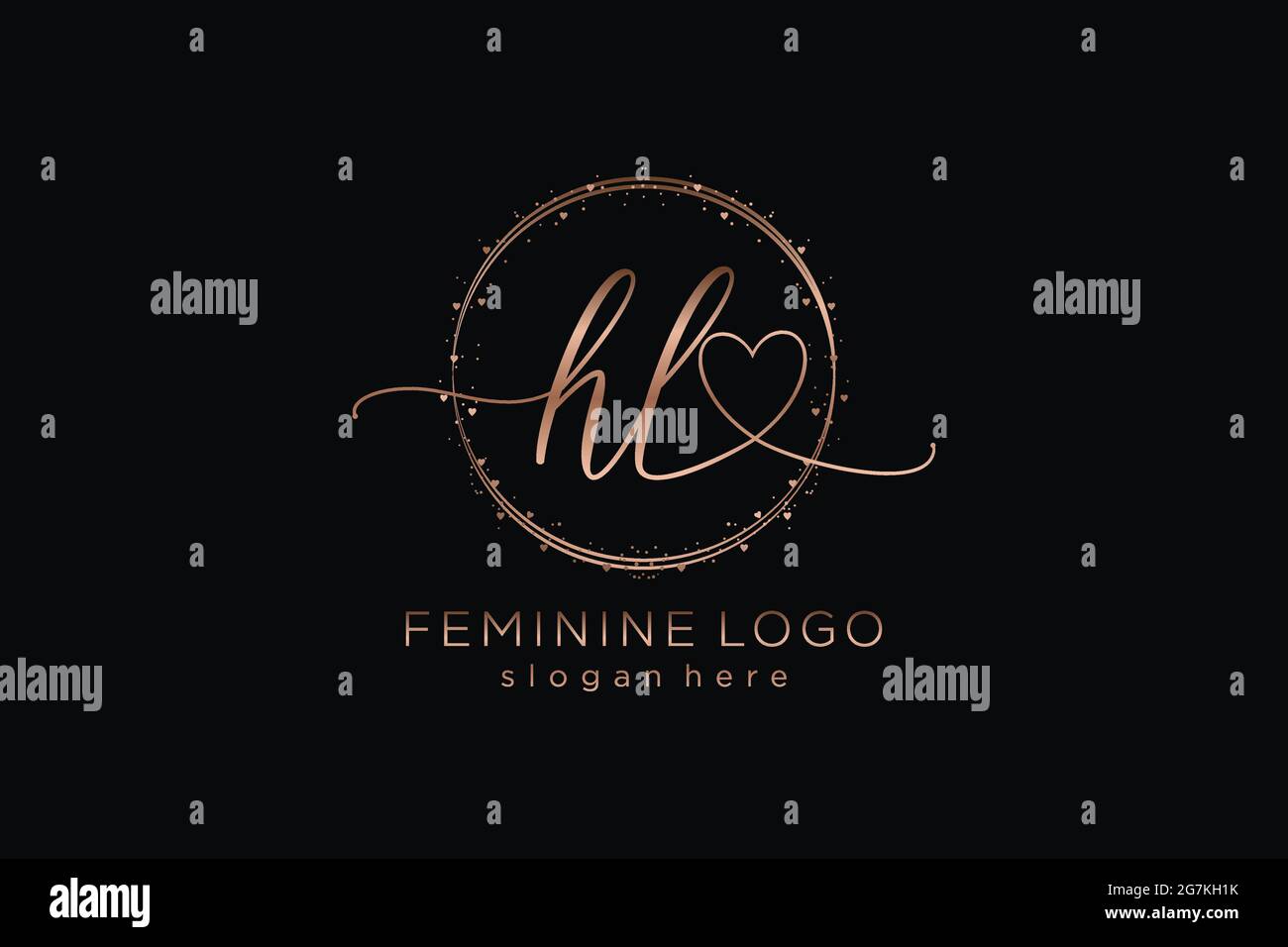 HL handwriting logo with circle template vector logo of initial wedding ...