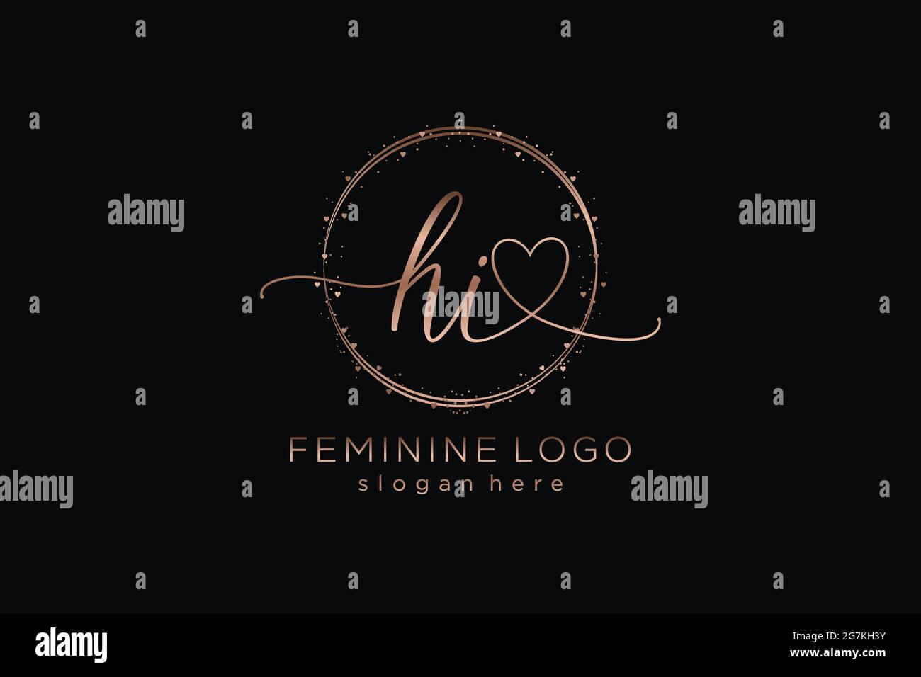 HI handwriting logo with circle template vector logo of initial wedding ...
