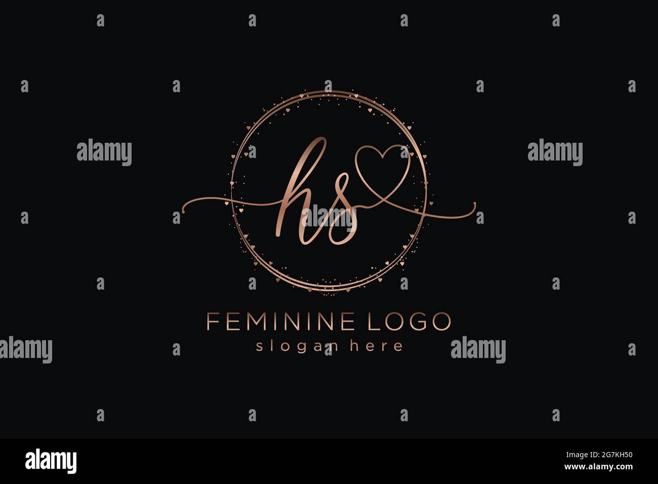 HS handwriting logo with circle template vector logo of initial wedding ...