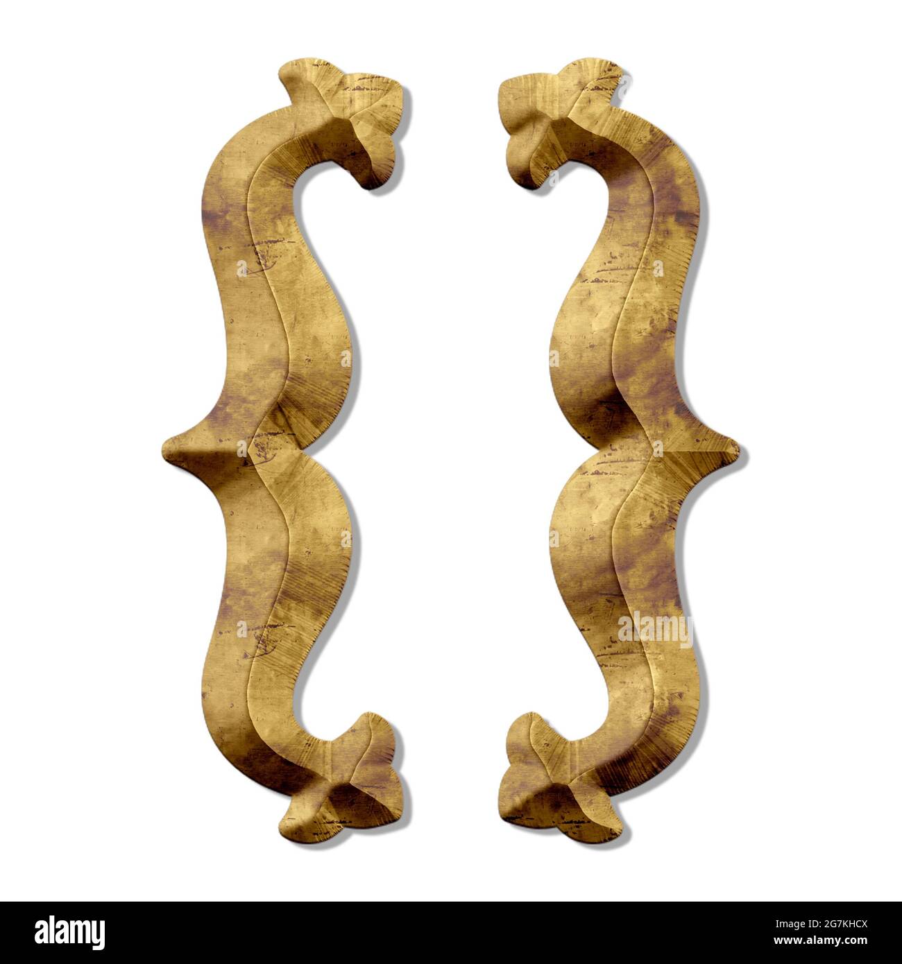 3D rendering of the golden brace sign isolated on white background in ...