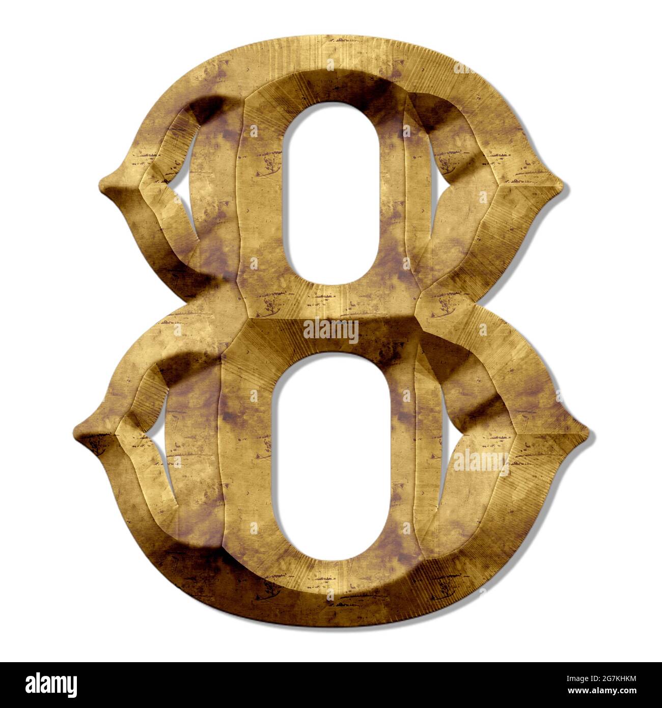 3D rendering of a wooden number eight symbol isolated on a white ...