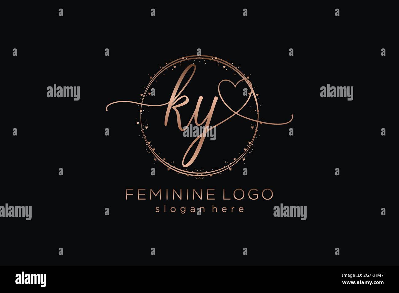 KY handwriting logo with circle template vector logo of initial wedding ...