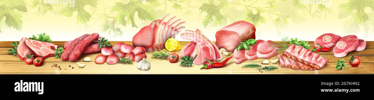 Meat watercolor hi-res stock photography and images - Alamy