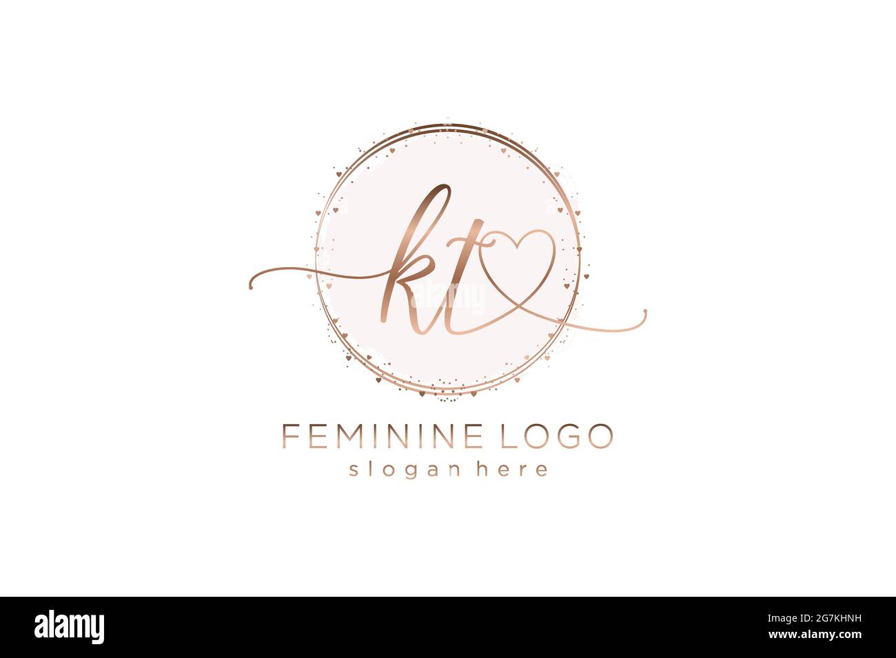 KT handwriting logo with circle template vector logo of initial wedding ...
