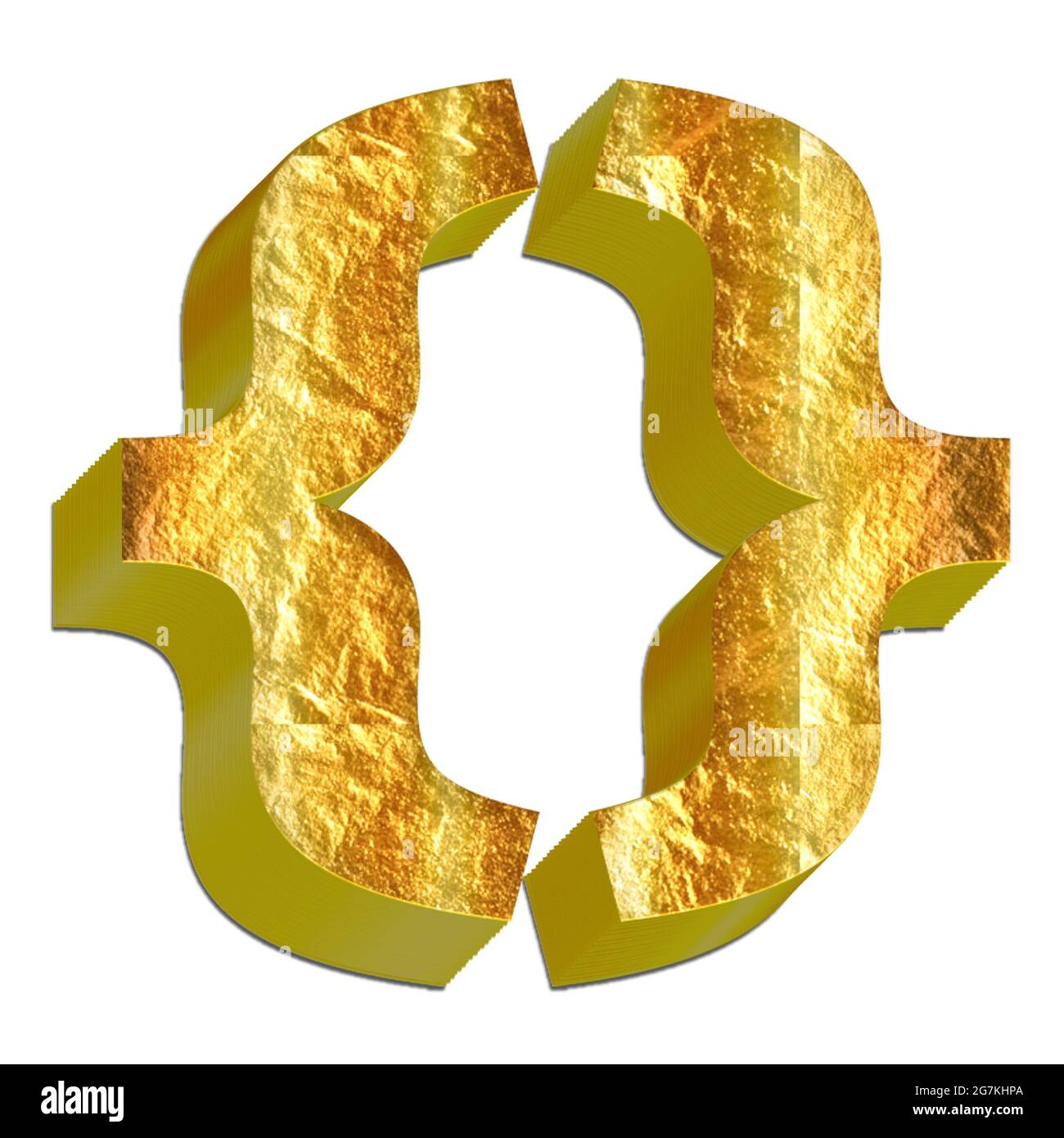 3D rendering of the golden brace sign isolated on white background ...