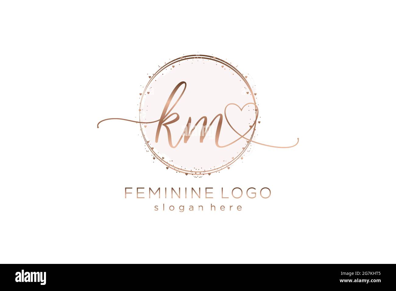 KM handwriting logo with circle template vector logo of initial wedding ...
