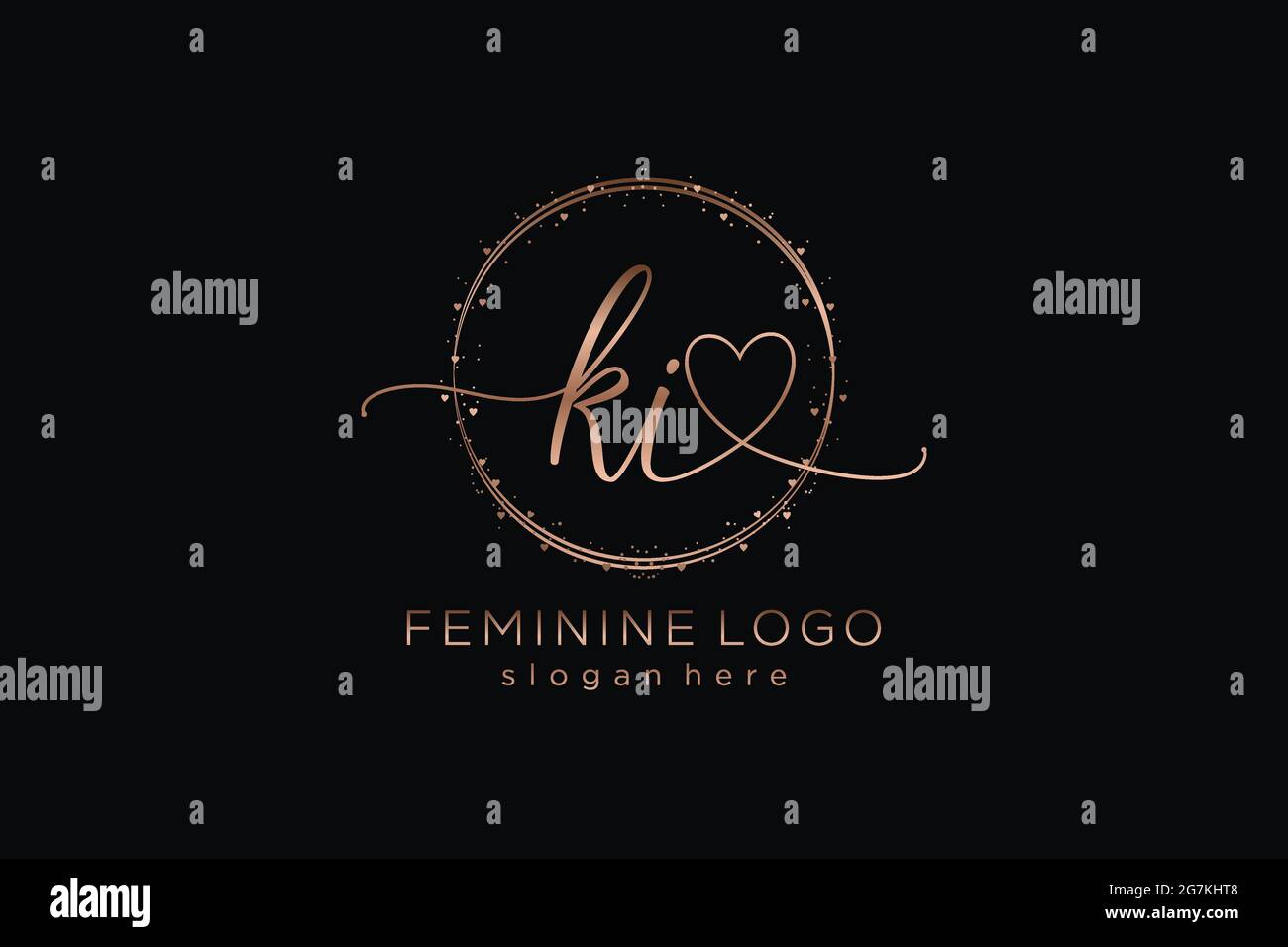 KI handwriting logo with circle template vector logo of initial wedding ...